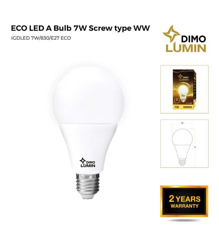ECO Dimo LED 7W Warm White Screw Type – Brilliant Energy-Saving LED ...